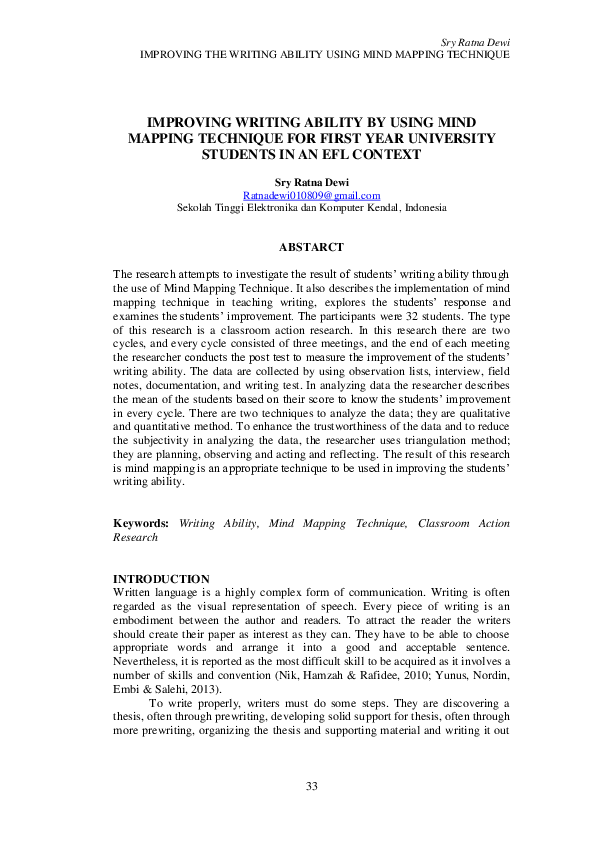 (PDF) IMPROVING THE WRITING ABILITY USING MIND MAPPING TECHNIQUE IMPROVING WRITING ABILITY BY ...