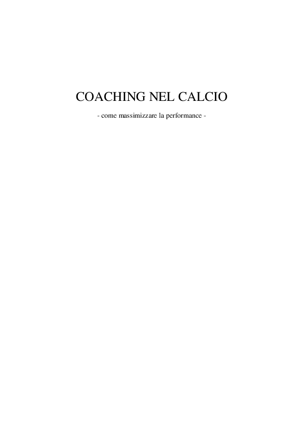 (PDF) COACHING NEL CALCIO -come massimizzare la performance