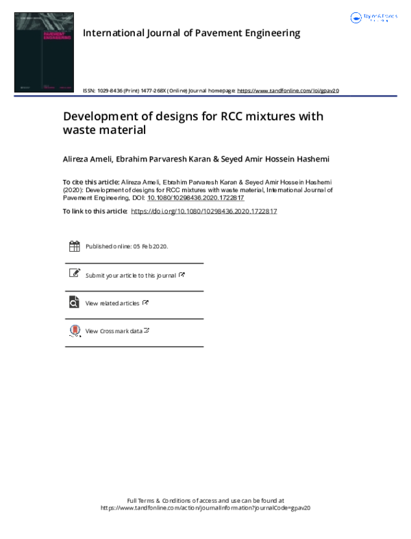 (PDF) Development of designs for RCC mixtures with waste material ...