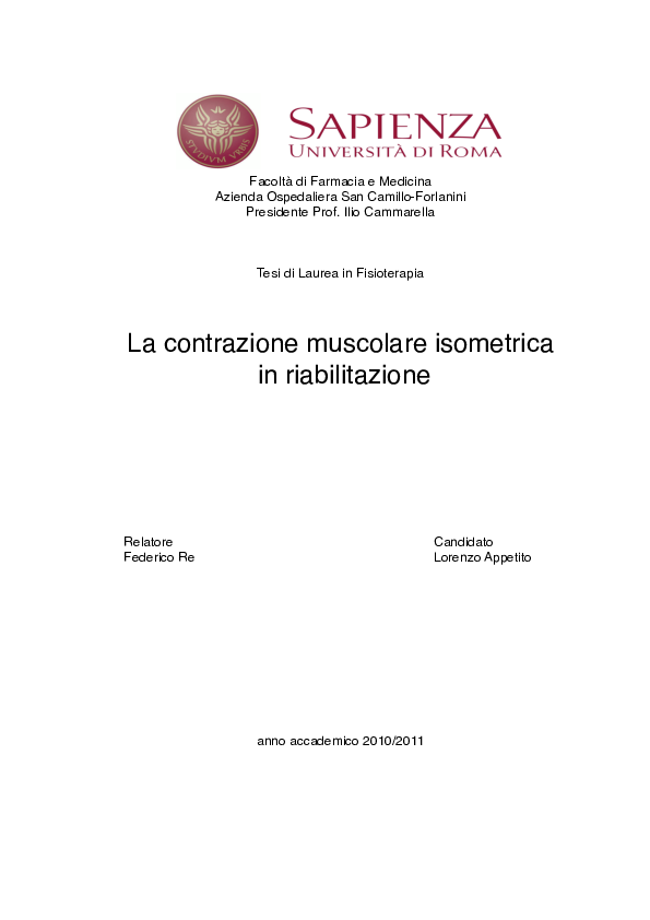 (PDF) La Contrazione Muscolare Isometrica in Riabilitazione