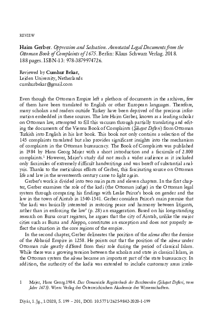 (PDF) Review of Haim Gerber's Oppression and Salvation. Annotated Legal ...