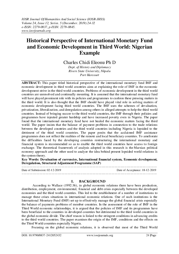 (PDF) Historical Perspective of International Monetary Fund and ...