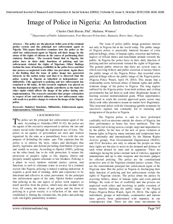 (PDF) Image of Police in Nigeria: An Introduction