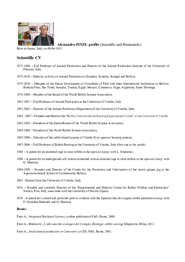 (PDF) Scientific CV | Alessandro Finzi - Academia.edu