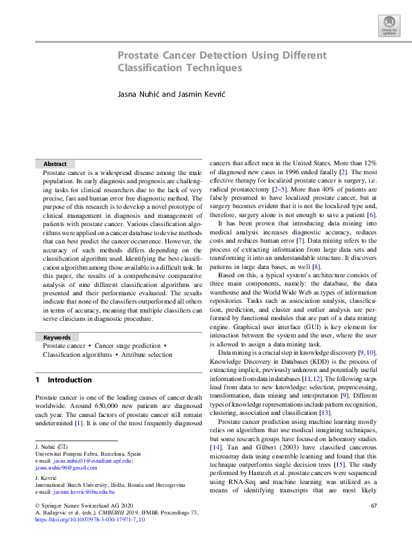 (PDF) Prostate Cancer Detection Using Different Classification Techniques