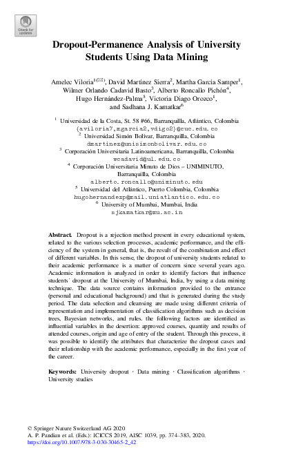 (PDF) Dropout-Permanence Analysis of University Students Using Data Mining