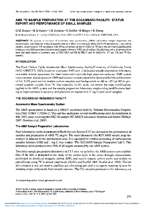 (PDF) AMS 14 C SAMPLE PREPARATION AT THE KCCAMS/UCI FACILITY: STATUS ...