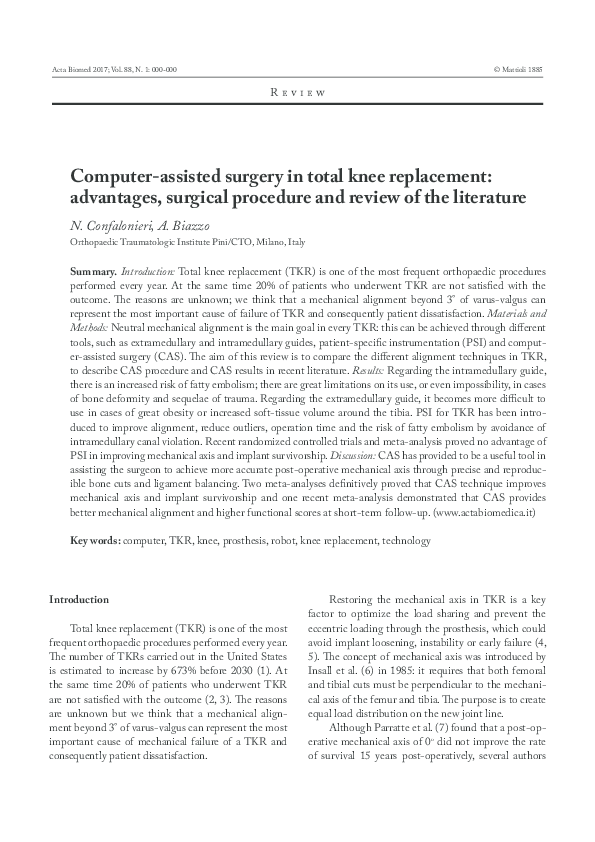 (PDF) Computer-assisted surgery in total knee replacement: advantages ...