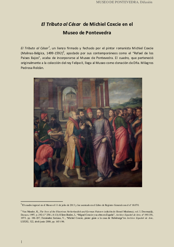 (PDF) "El Tributo al César" de Michiel Coxcie en el Museo de Pontevedra