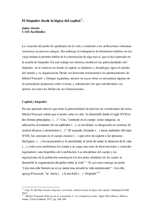 (PDF) El biopoder desde la lógica del capital 1