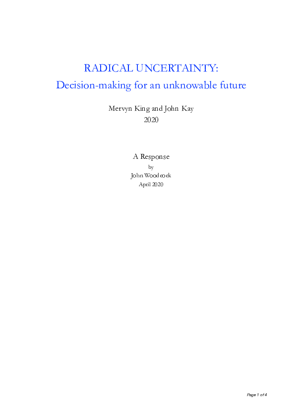 (PDF) A Response to "Radical Uncertainty" (2020)