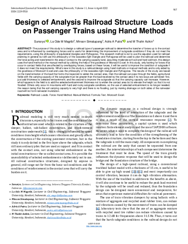 (PDF) Design of Analysis Railroad Structure Loads on Passenger Trains ...