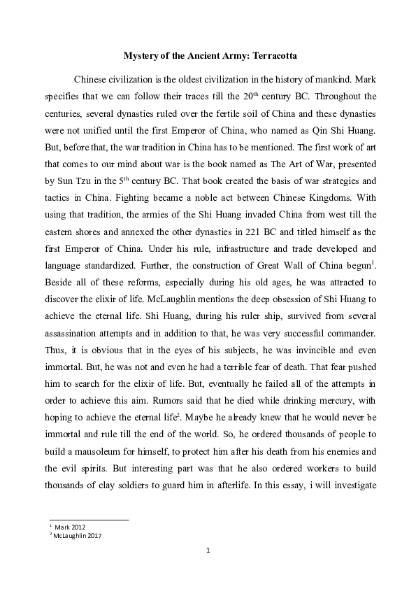 (DOC) Mystery of the Ancient Army: Terracotta