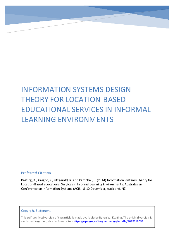Information Systems Design Theory for Location-Based Educational ...