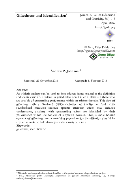 (PDF) Giftedness and Identification