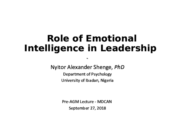 (PPT) ROLE OF EMOTIONAL INTELLIGENCE IN LEADERSHIP