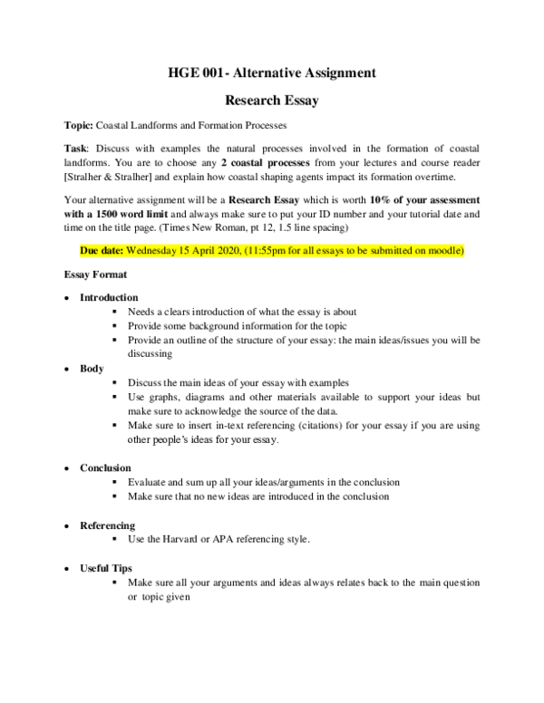 (PDF) HGE 001-Alternative Assignment Research Essay