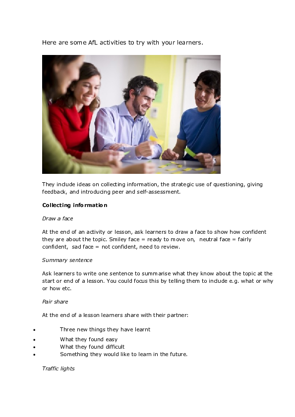 (DOC) Assessment in class activities