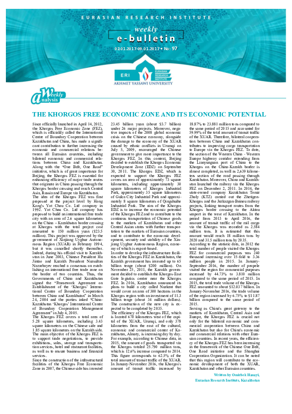 (PDF) THE KHORGOS FREE ECONOMIC ZONE AND ITS ECONOMIC POTENTIAL