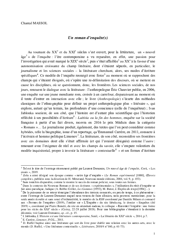 (PDF) Un roman d'enquête(s)