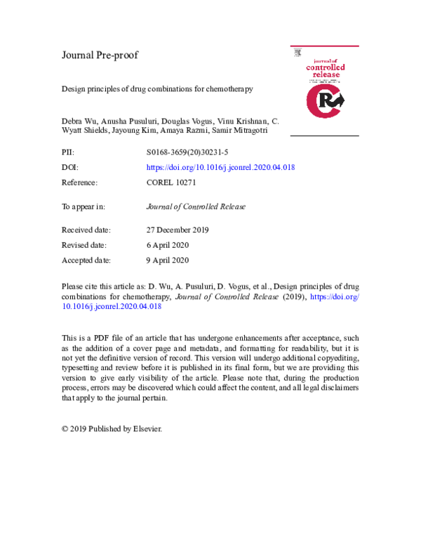 (PDF) Design principles of drug combinations for chemotherapy