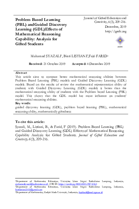 (PDF) Problem Based Learning (PBL) andGuided Discovery Learning (GDL ...