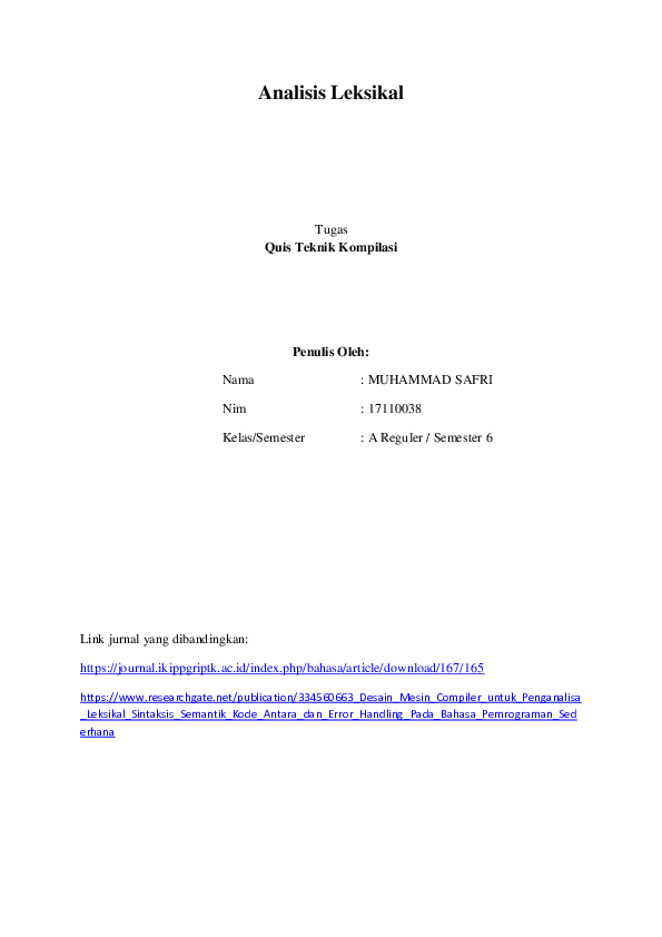 (PDF) Analisis Leksikal
