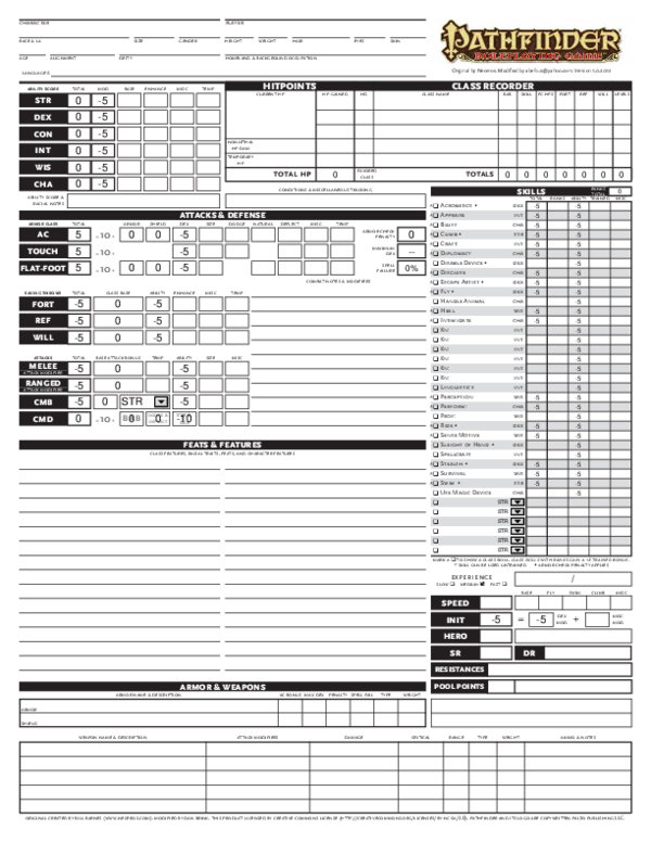 (PDF) Character chart Pathfinder first edition | Cloud Strife ...