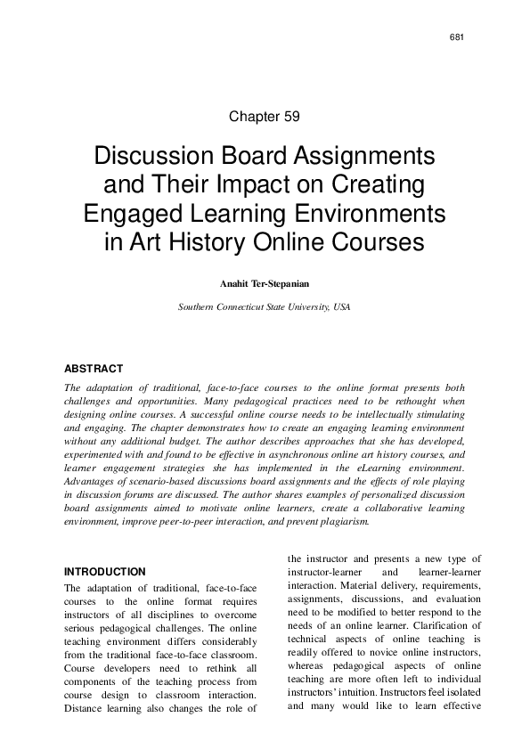 (PDF) Discussion Board Assignments and Their Impact on Creating Engaged ...