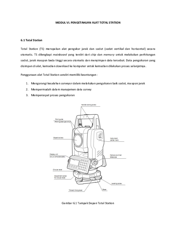 (PDF) PENGETAHUAN ALAT TOTAL STATION