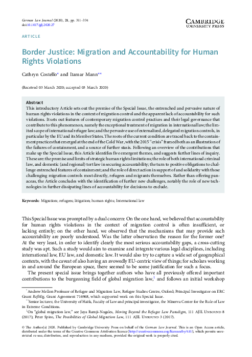 (PDF) Border justice: migration and accountability for human rights ...
