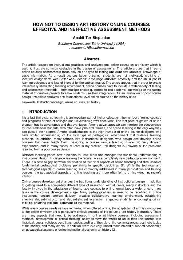 (PDF) HOW NOT TO DESIGN ART HISTORY ONLINE COURSES: EFFECTIVE AND ...