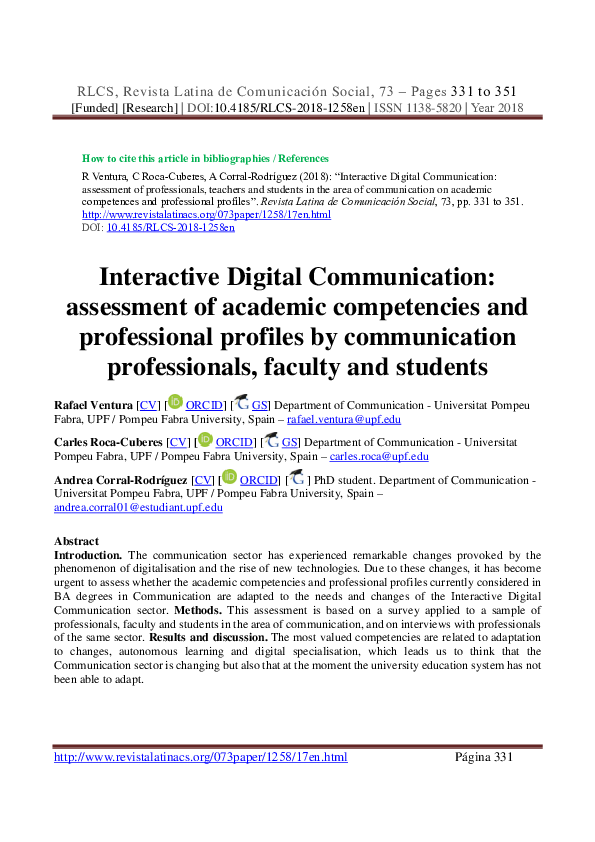 (PDF) Interactive Digital Communication: assessment of academic ...