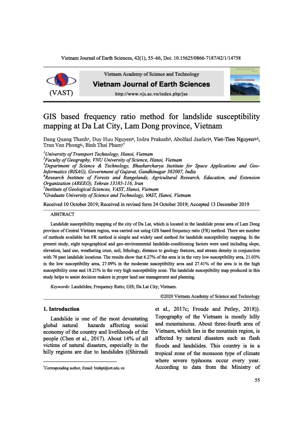 (PDF) GIS BASED FREQUENCY RATIO METHOD FOR LANDSLIDE SUSCEPTIBILITY MAPPING AT DA LAT CITY, LAM ...