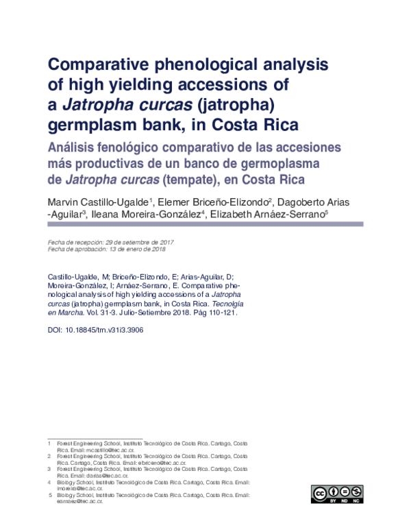 (PDF) Comparative phenological analysis of high yielding accessions of a Jatropha curcas ...