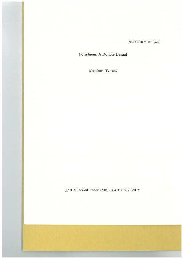 (PDF) Fetishism: A Double Denial