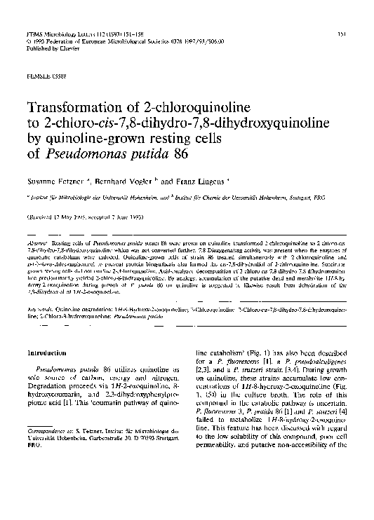 (PDF) Transformation of 2-chloroquinoline to 2-chloro- cis -7,8-dihydro ...