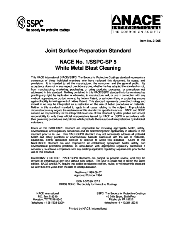 (PDF) White metal blast cleaning