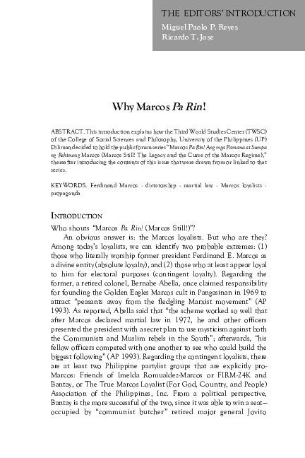 (PDF) Why Marcos Pa Rin!