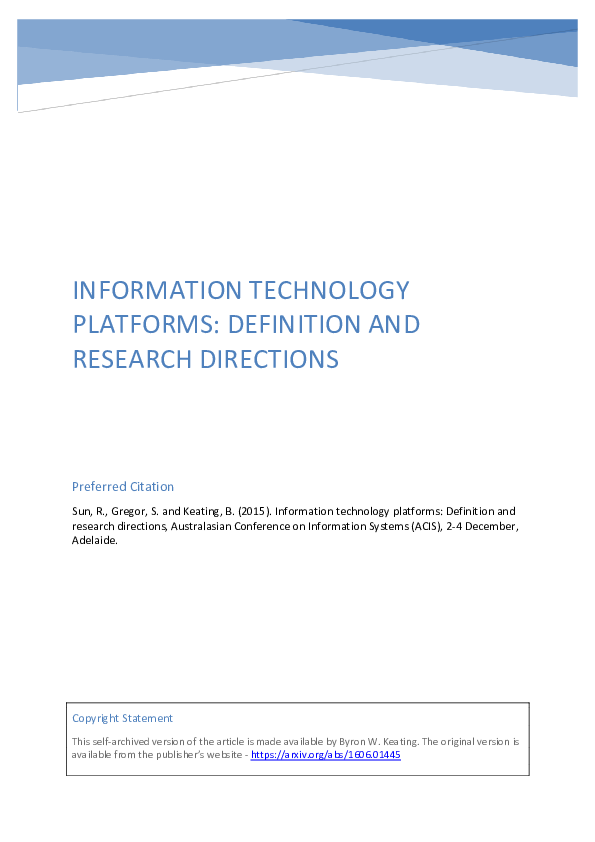 (PDF) Information Technology Platforms: Conceptualisation and a Review ...