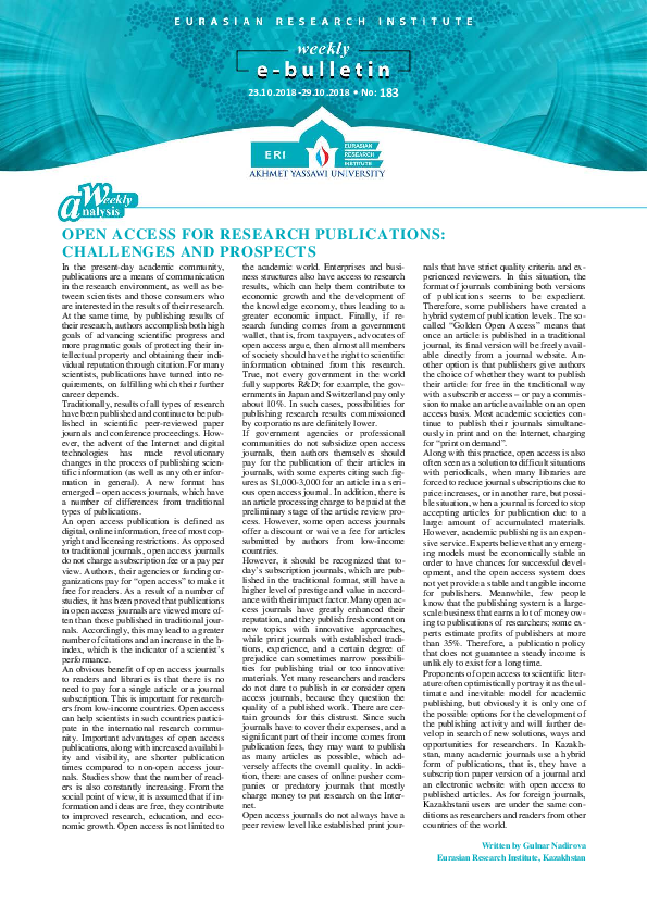 (PDF) OPEN ACCESS FOR RESEARCH PUBLICATIONS: CHALLENGES AND PROSPECTS