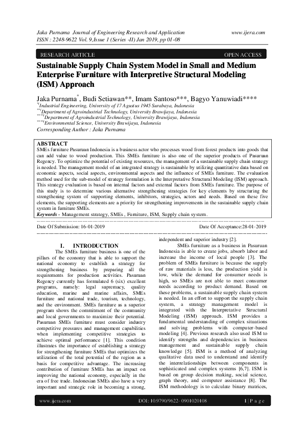 (PDF) Sustainable Supply Chain System Model in Small and Medium Enterprise Furniture with ...