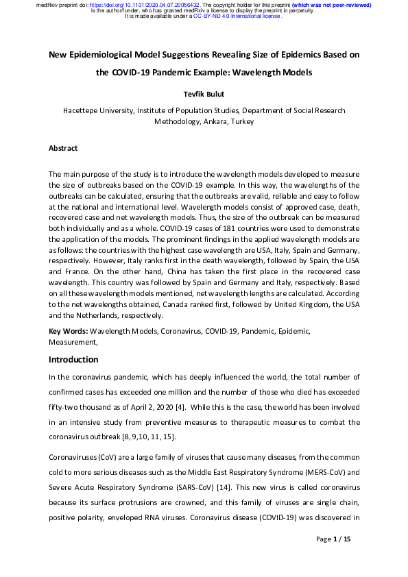 (PDF) New Epidemiological Model Suggestions Revealing Size of Epidemics ...