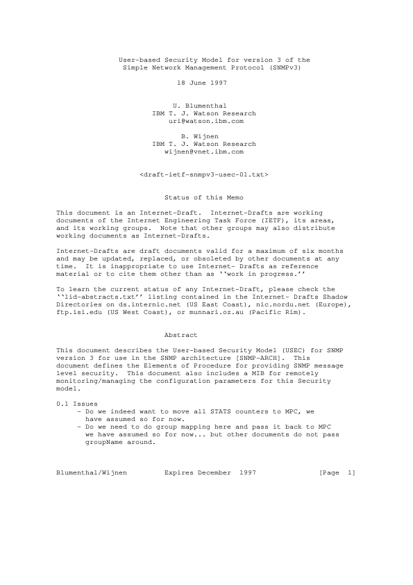 (PDF) User-based Security Model for version 3 of the Simple Network Management Protocol (SNMPv3 ...