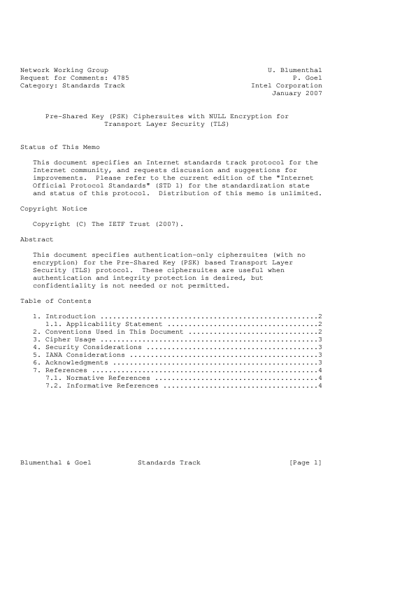 (PDF) Pre-Shared Key (PSK) Ciphersuites with NULL Encryption for ...