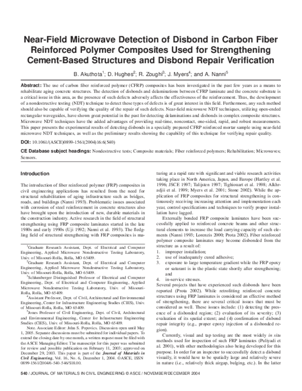 (PDF) Near-Field Microwave Detection of Disbond in Carbon Fiber ...
