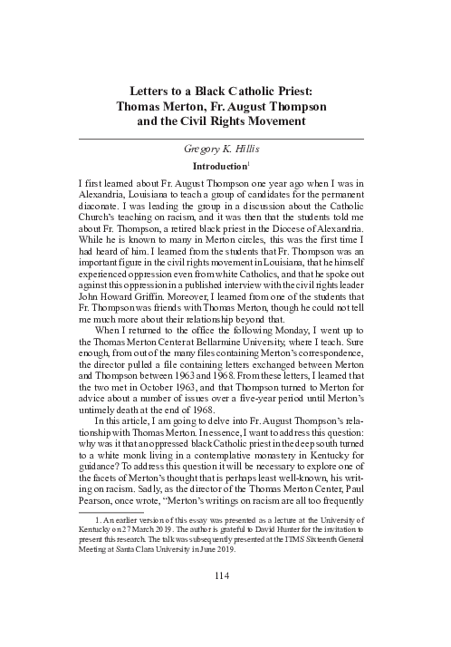 (PDF) Letters to a Black Catholic Priest: Thomas Merton, Fr. August ...