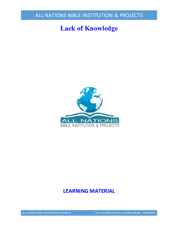 (PDF) Lack of Knowledge