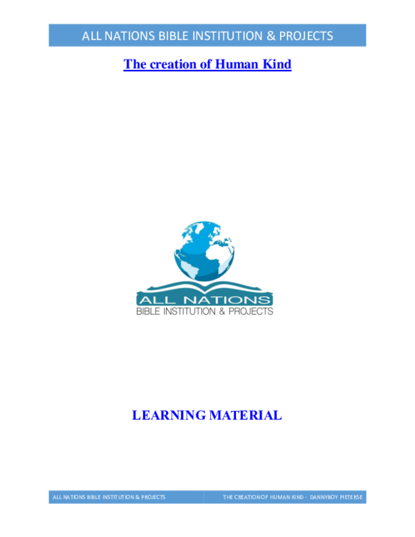 (PDF) The creation of Human Kind