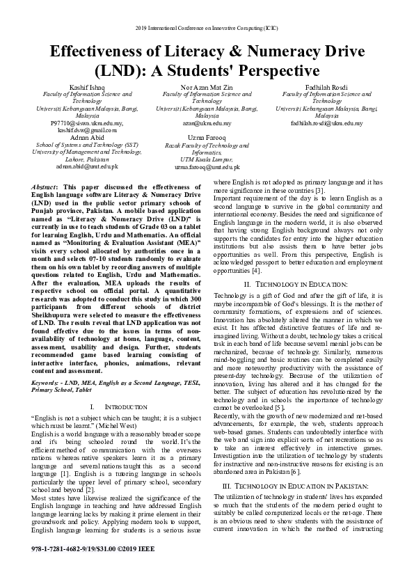 (PDF) Effectiveness of Literacy & Numeracy Drive (LND): A Students ...